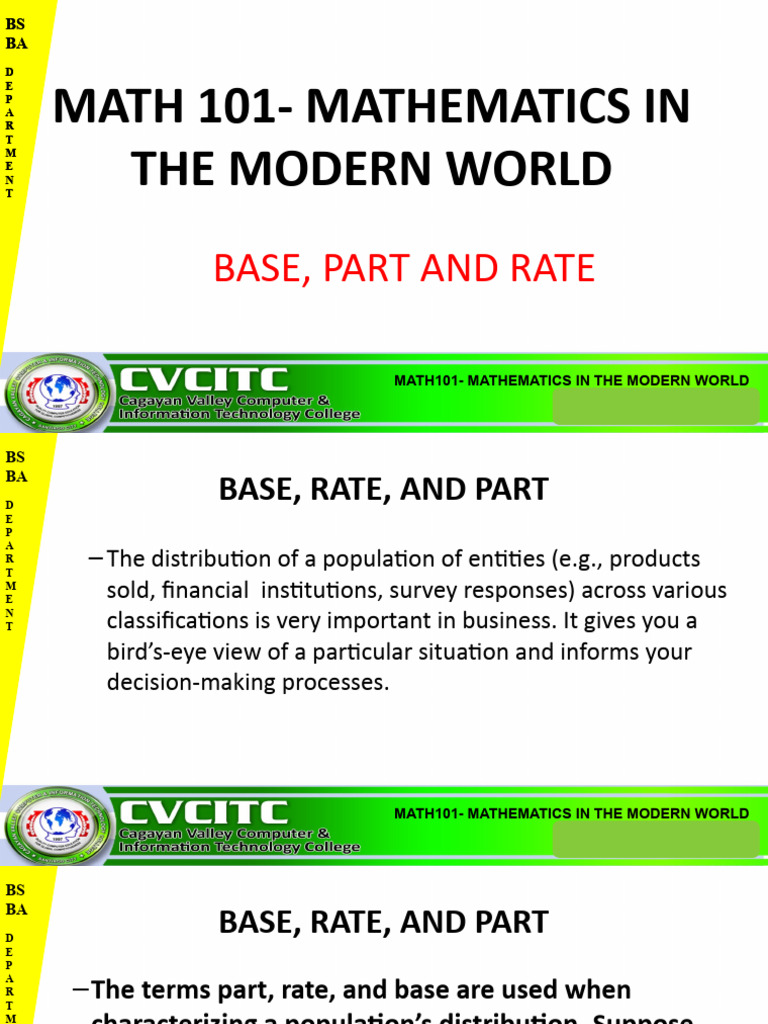 Lesson 4 Base Part and Rate | PDF | Percentage | Economies