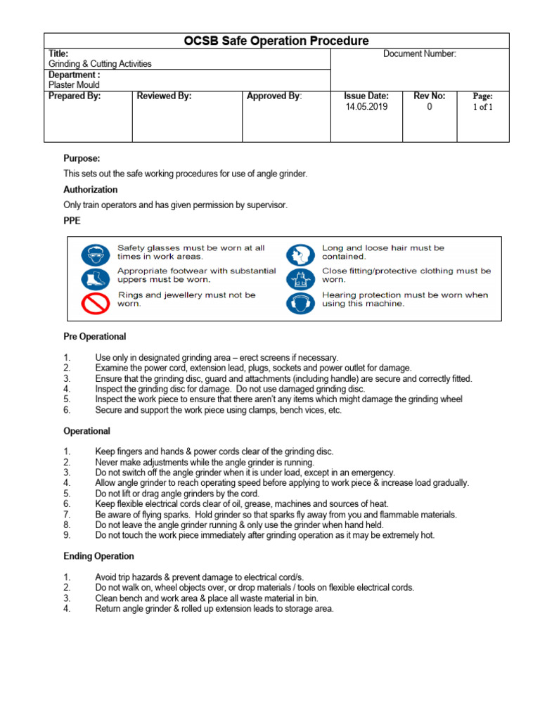Sop - Angle Grinder | PDF