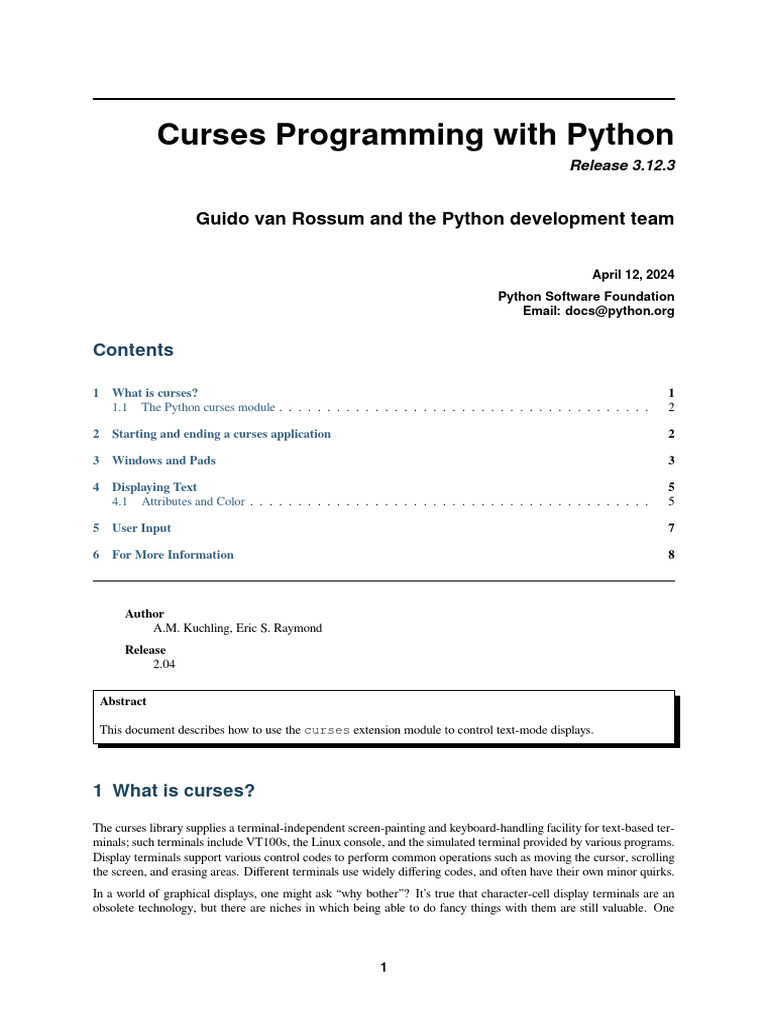 Howto Curses | PDF | Computer Terminal | String (Computer Science)