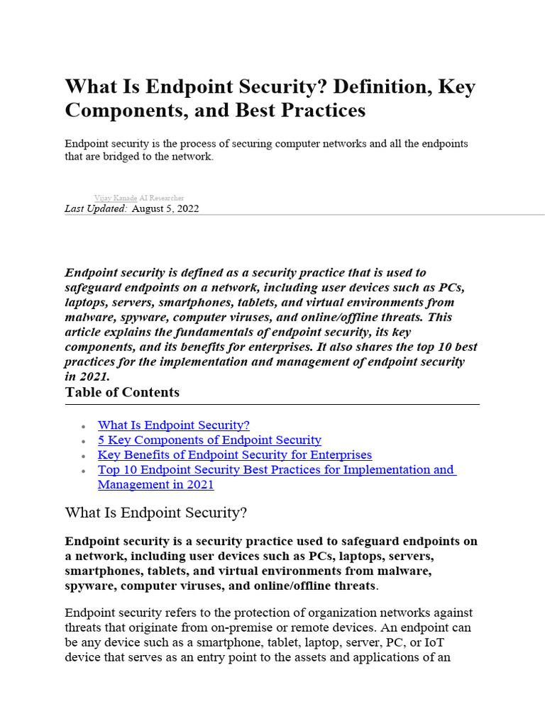 Endpoint Security - Best Practice | PDF | Security | Computer Security