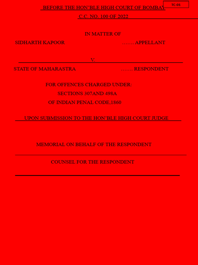 Respondent Side Memorial | PDF | Common Law | Public Law