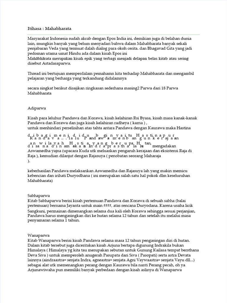 PDF 18 Parwa Mahabharata Dan 7 Kanda Ramayana | PDF