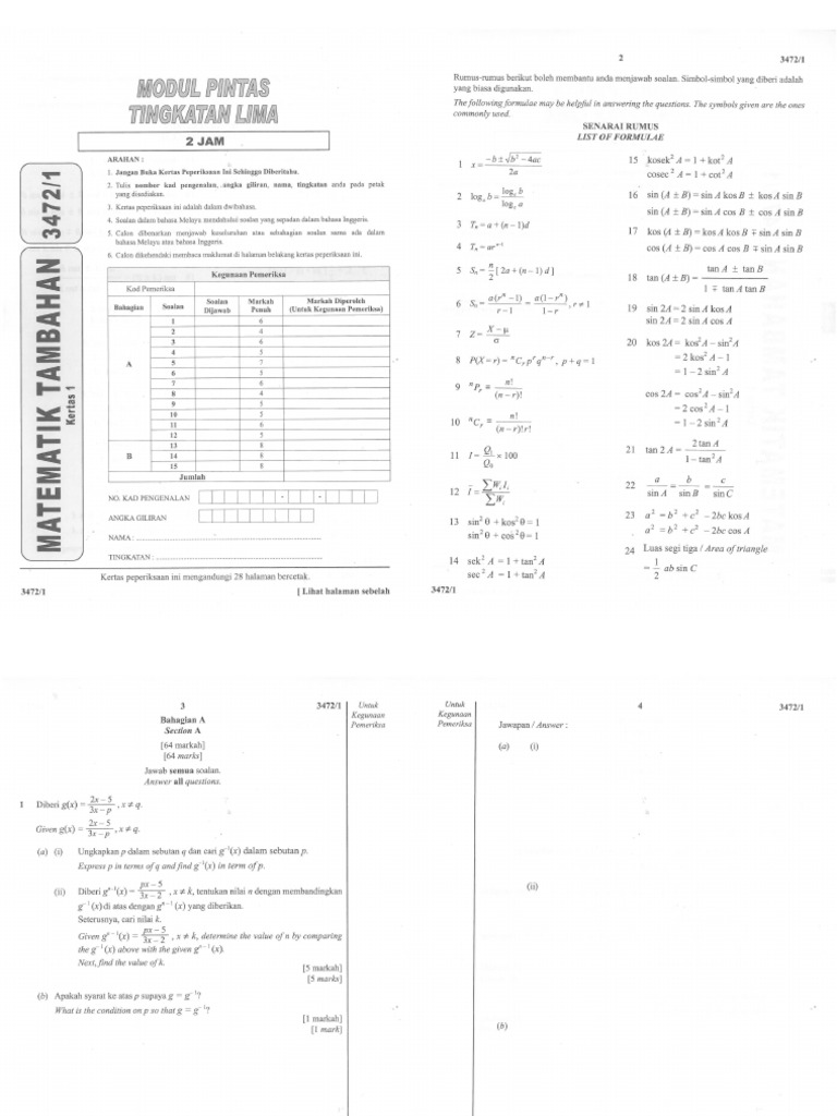 2021 Selangor Add - Maths K1 Set 2 | PDF