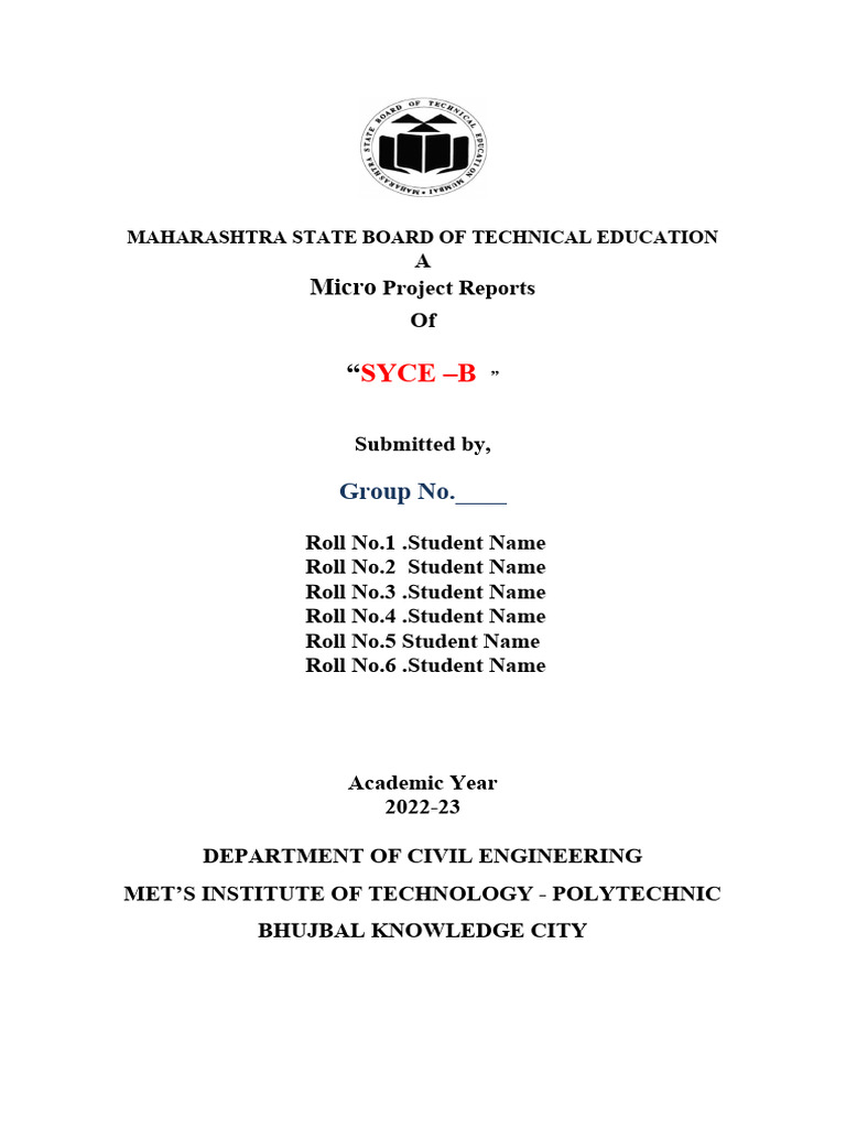 SYCE B Micro Project Summary Sheet | PDF