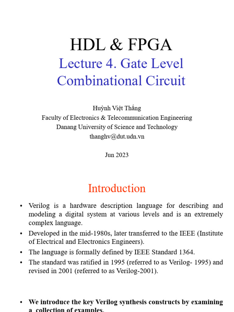 HDL and FPGA Ch04 HVT 2024 Verilog | PDF | Hardware Description ...