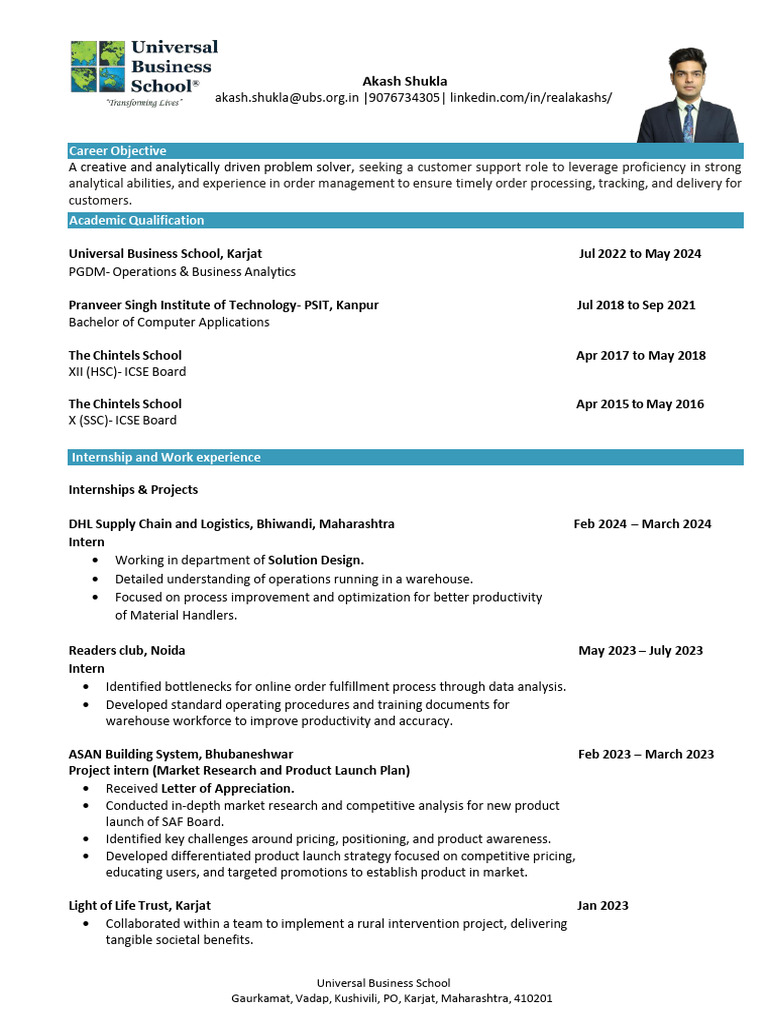 Akash Shukla's Career Profile | PDF | Business Process | Business Economics