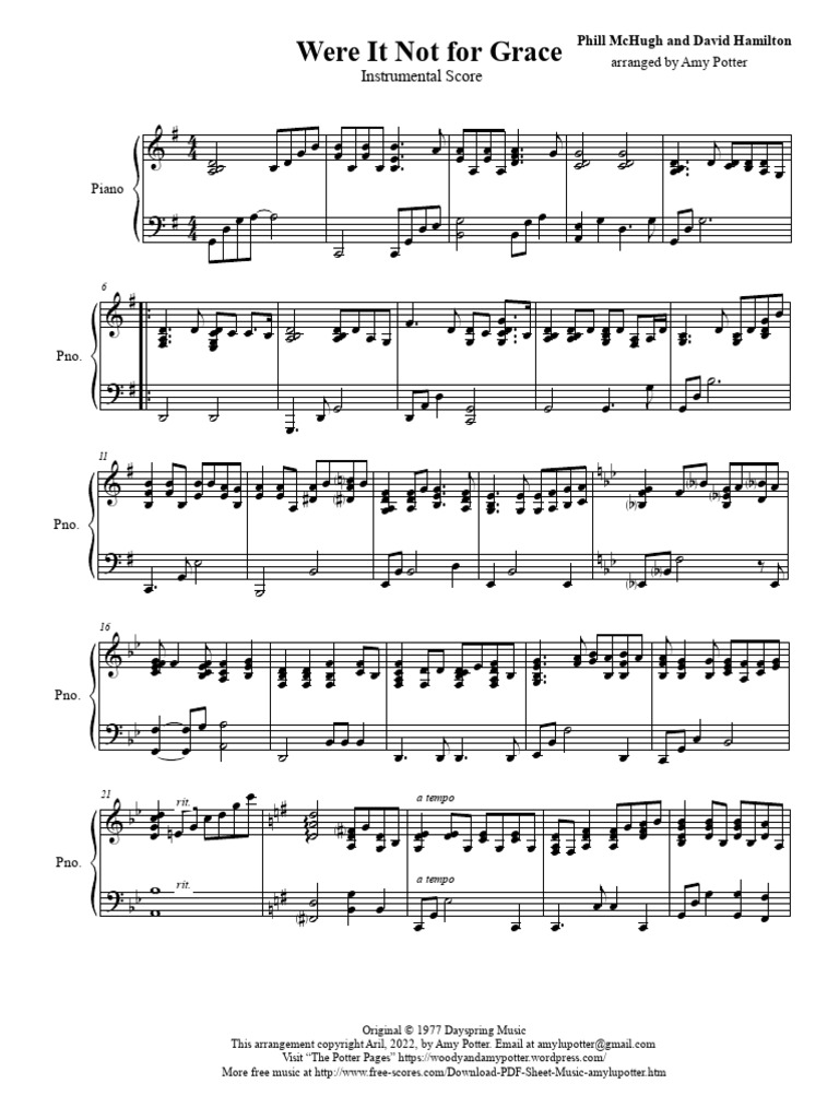 Were It Not For Grace Piano Instrumental | PDF
