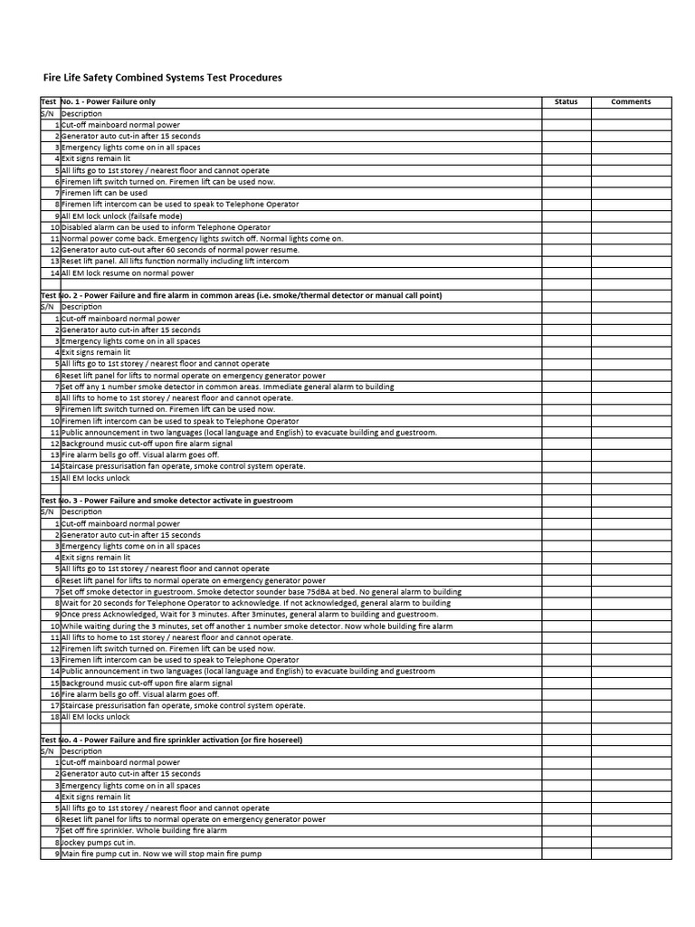 Fire Safety System Test Guide | PDF | Elevator | Firefighter