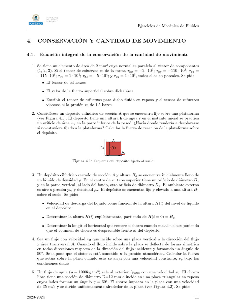 4.1. Ecuaci On Integral de La Conservaci On de La Cantidad de Movimiento | PDF | Velocidad | Fuerza