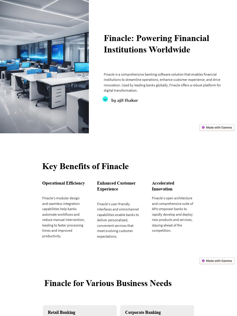 Finacle Powering Financial Institutions Worldwide | PDF | Business