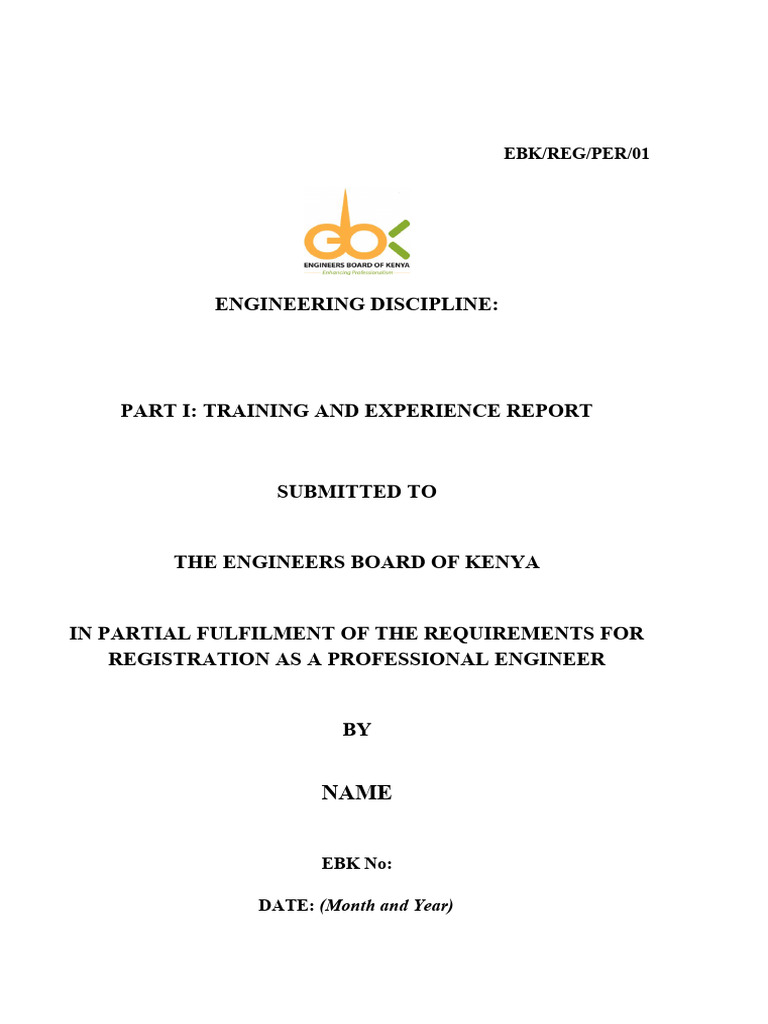 Part I - Training and Experience Report Format For All Engineering Disciplines | PDF