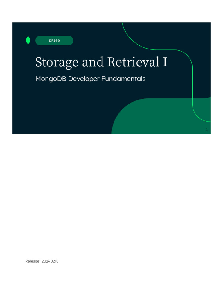 DF100 - 02 - Storage and Retrieval Part 1 | PDF | Databases | Mongo Db