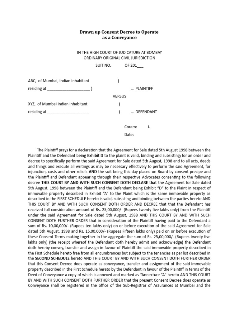 Drawn Up Consent Decree To Operate | Download Free PDF | Lawsuit ...