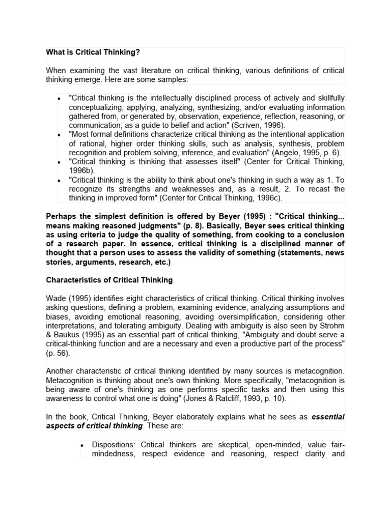 B - 1. Critical Thinking, Process & Characteristics Made Easy For ...