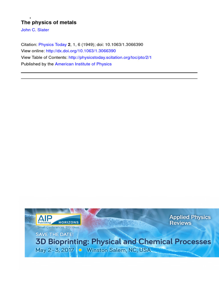 The Physics of Metals | PDF | Magnetism | Dislocation