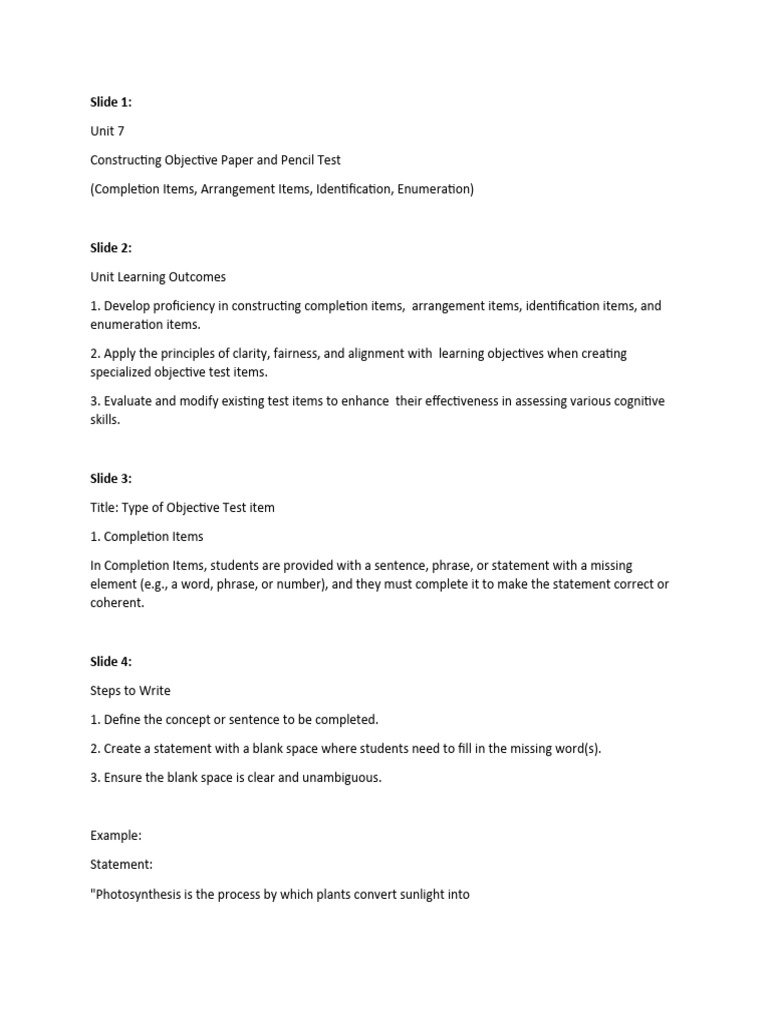 Constructing Objective Test Items Guide | PDF | Energy Development ...