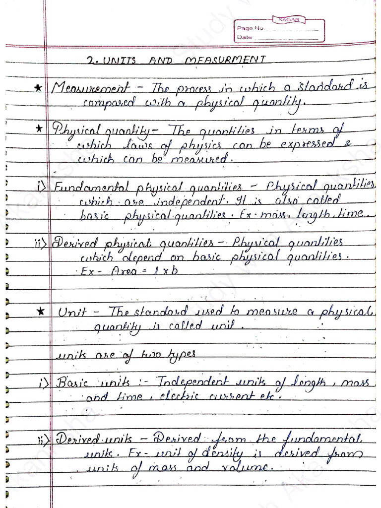 Chapter 02 Units And Measurements Watermark Pdf