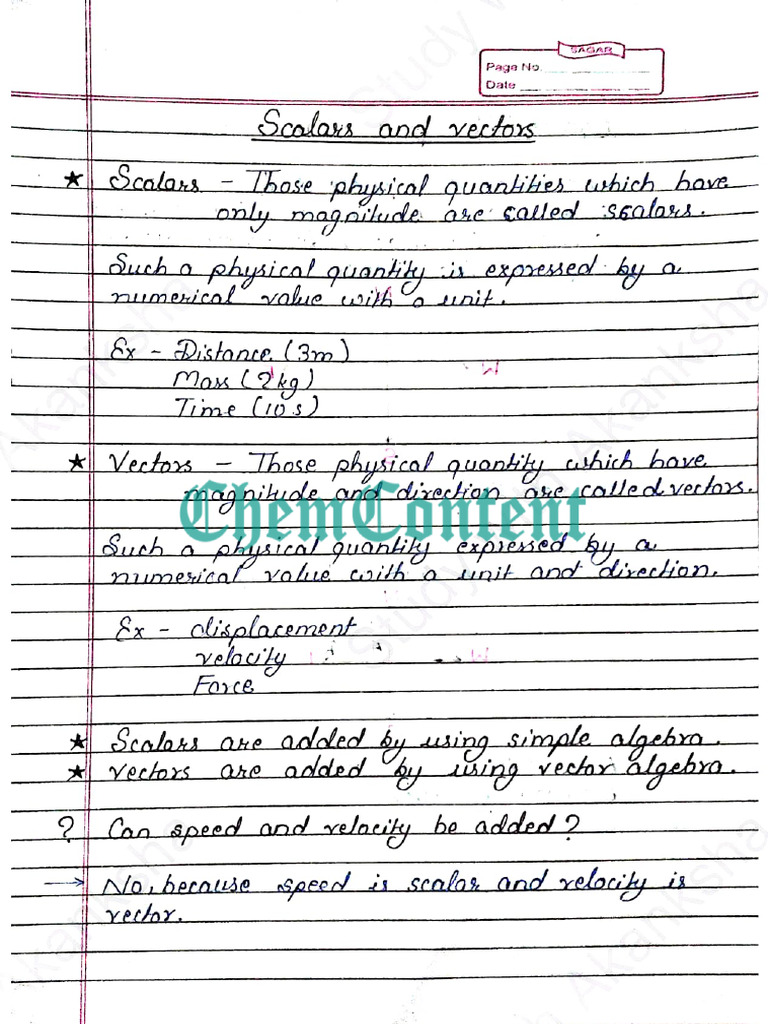 Chapter 03 - Motion in A Straight Line Scalers - Vectors - Watermark | PDF