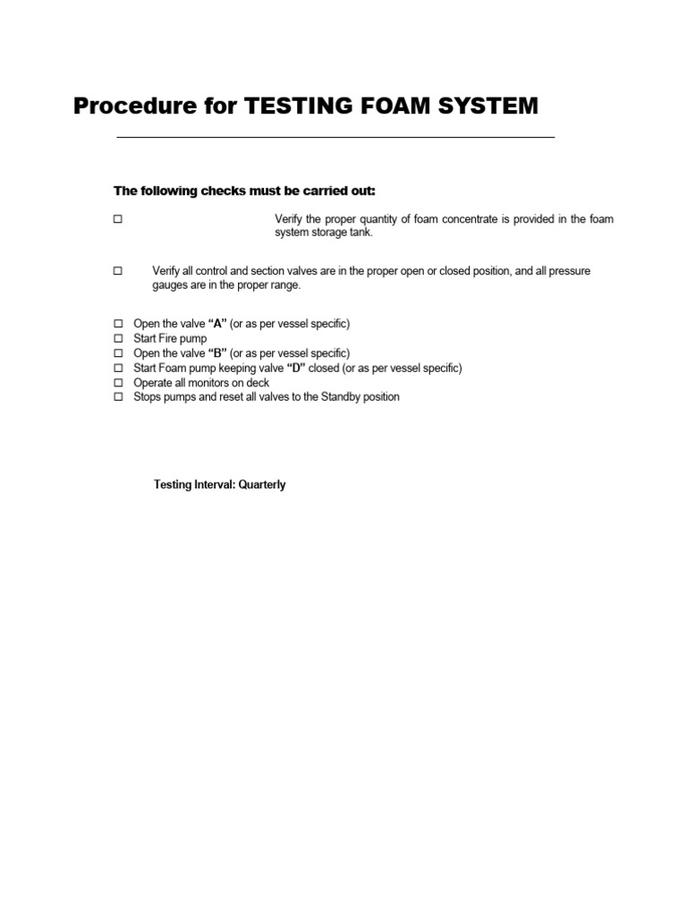 Check List For Foam System | PDF
