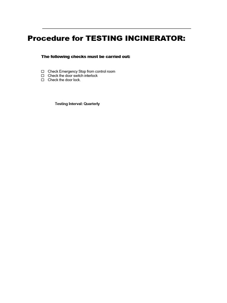 Check List For Testing Incinerator | PDF