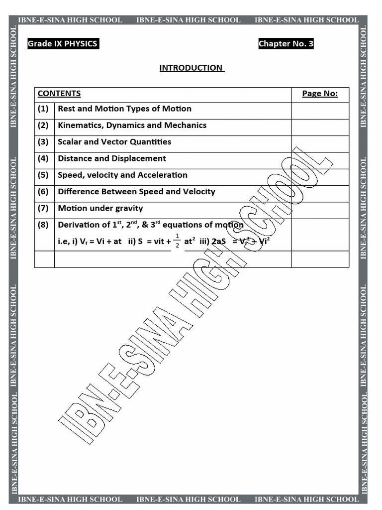 (IBN) For Class-IX CH3 | PDF | Acceleration | Velocity