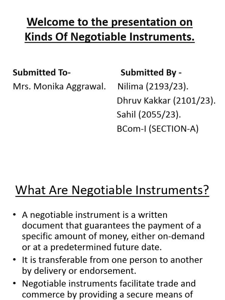 Types of Negotiable Instruments | PDF | Negotiable Instrument ...