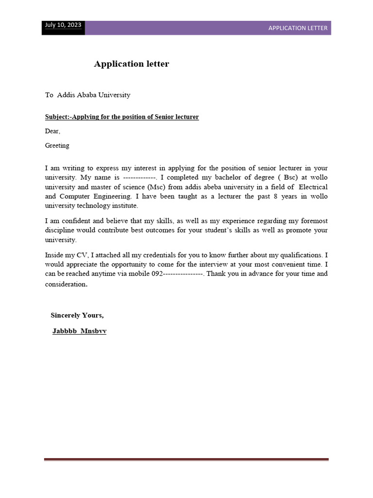 Application letter | PDF