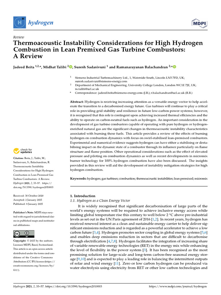 2021_Thermoacoustic Instability Considerations for High Hydrogen Combustion in Lean Premixed Gas ...