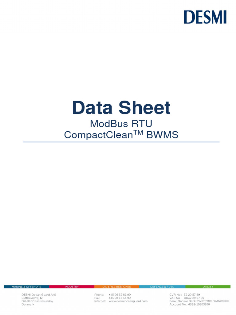 DA Data Sheet CompactClean ModBus RTU A19 (ID 6559) | PDF | Computer ...