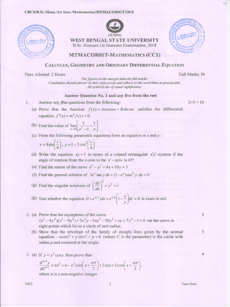 Mathematics CC1 | PDF