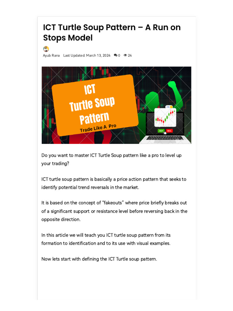 ICT Turtle Soup Pattern - A Run On Stops Model - ICT | PDF | Business | Microeconomics
