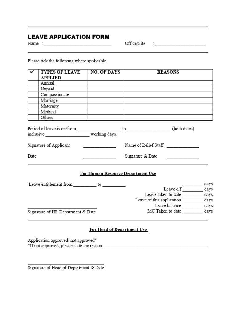 Application of Leave Form | PDF | Career & Growth | Business