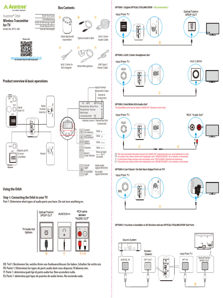 Avantree Orbit Quick Start Guide | Download Free PDF | Hdmi | Microphone