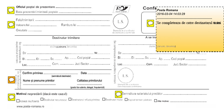Formular Confirmare de Primire AR - Septembrie 2017 | PDF