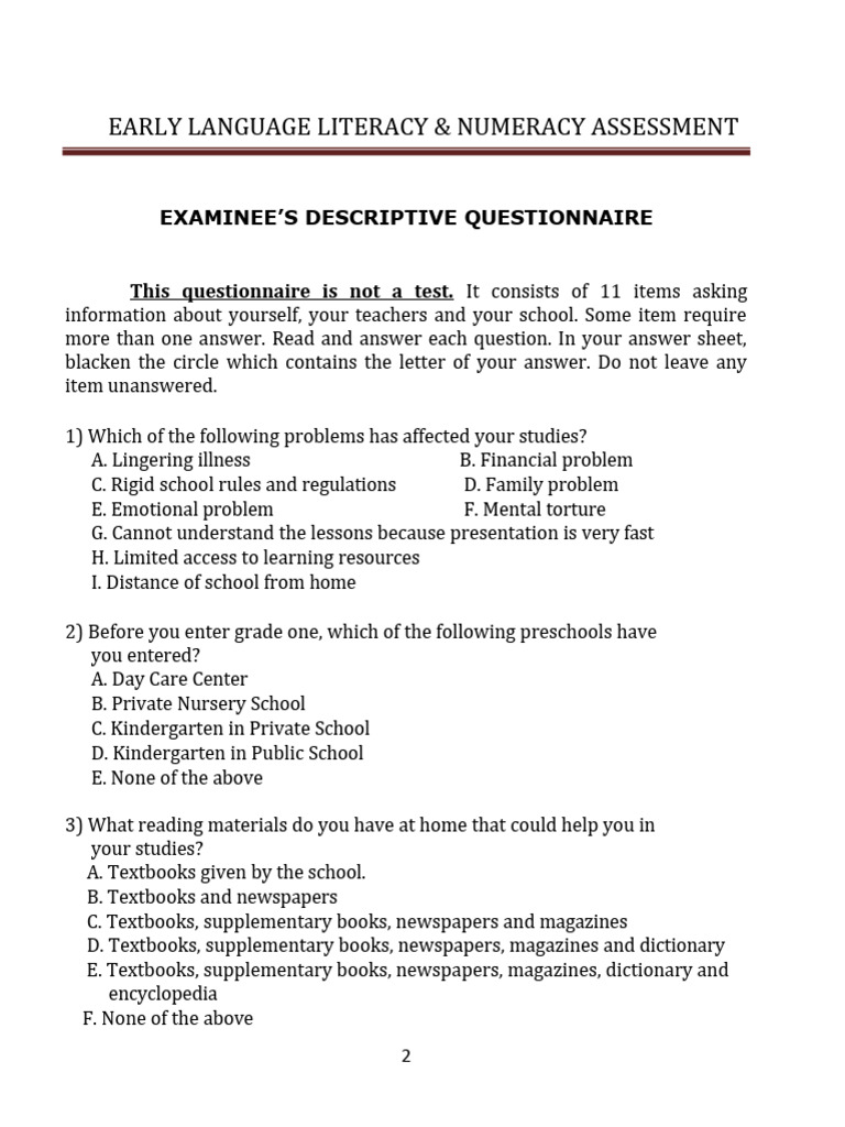 Reviewer For Early Language Literacy and Numeracy | PDF | Schools ...