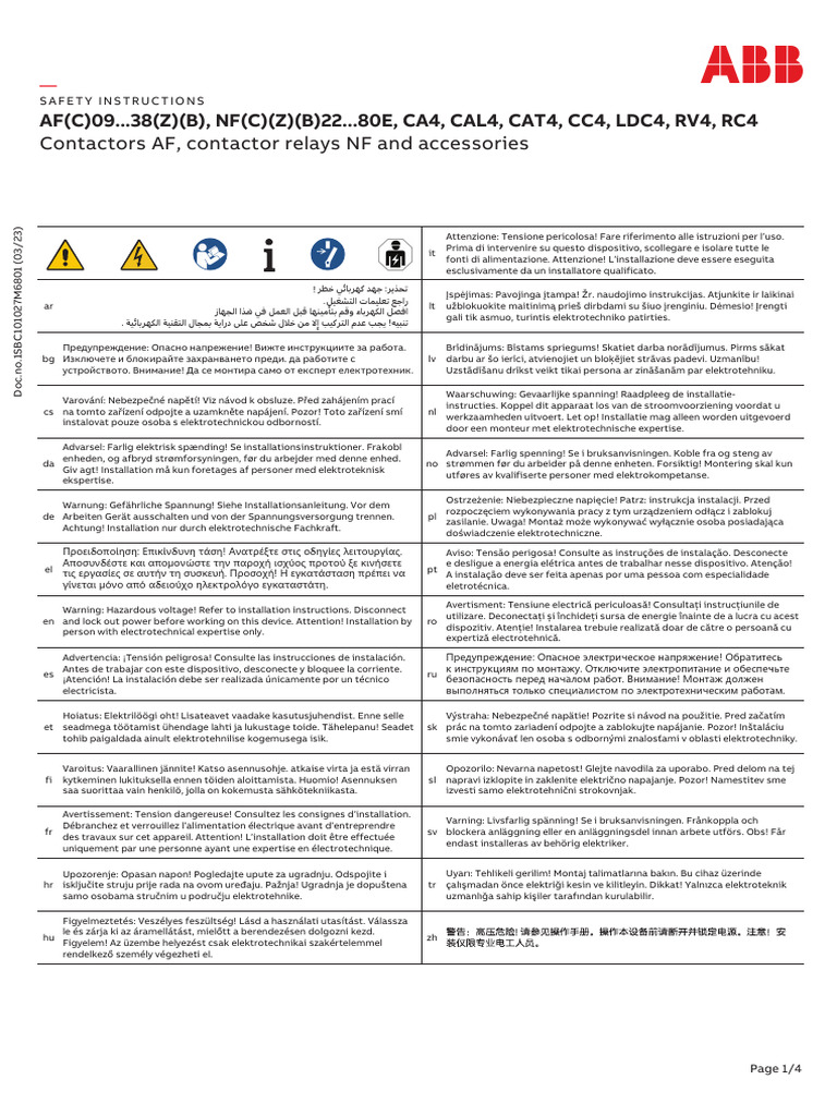 Abb Control Installation Instructions Contactors Serie Af (C) 09... 38 ...
