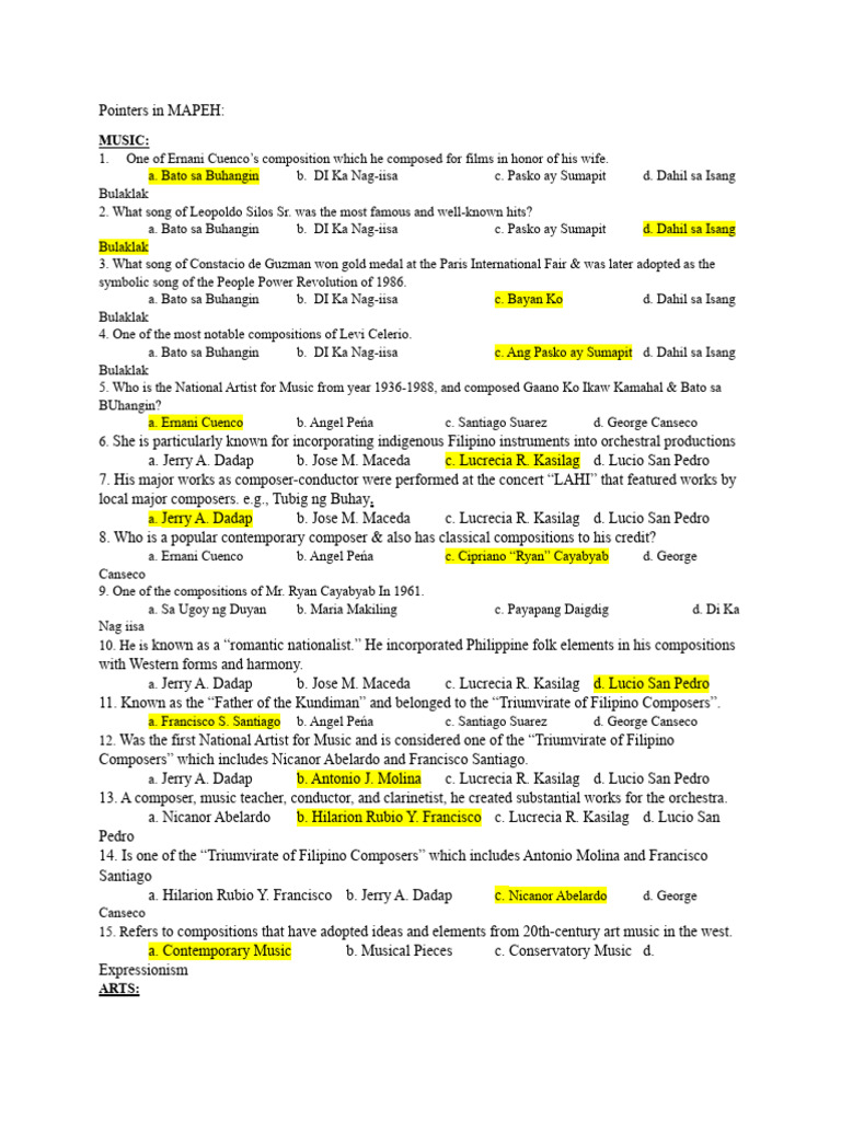 Pointers in MAPEH 10 | PDF | World Health Organization | Tuberculosis