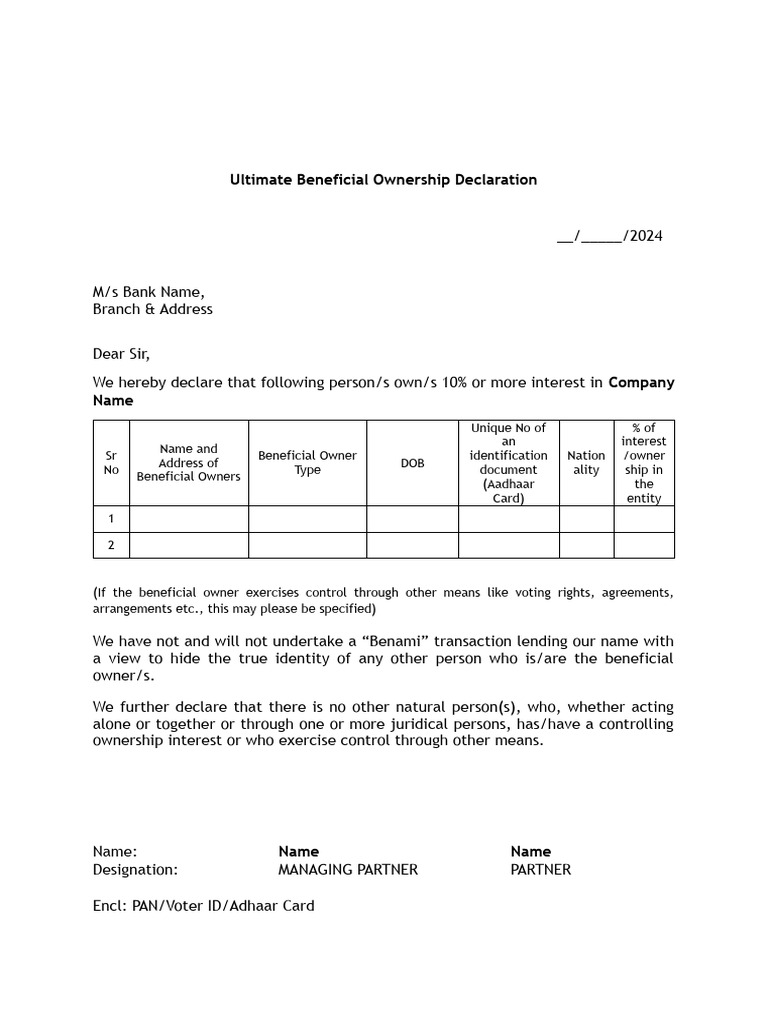 Ultimate BO Declaration | PDF