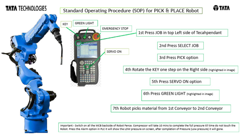 SOP for Pick and Place Robot | PDF