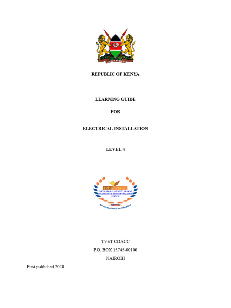 Electrical Installation Level 4 - Learning Guide | PDF | Area | Equations