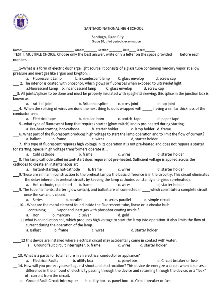 Grade 10 Third Quarter Eim Tle | PDF | Fluorescent Lamp | Fuse (Electrical)