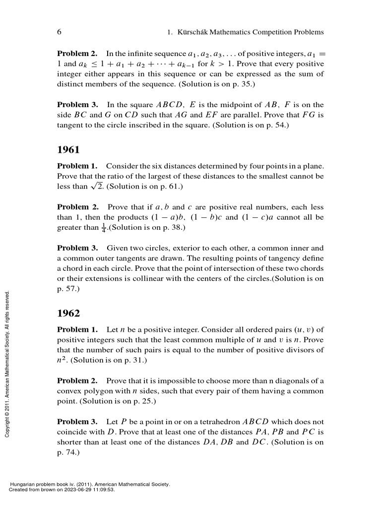 Hungarian Problem Book IV - (Mathematics Competition Problems) | PDF | Circle | Euclid