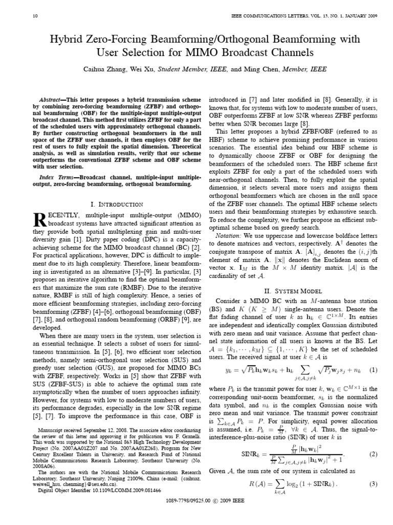 Hybrid Mimo Pdf Mimo Matrix Mathematics