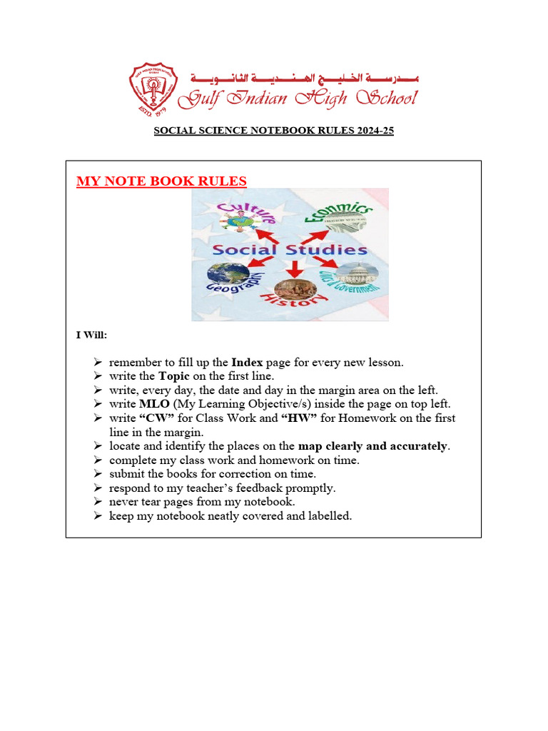 Social Science Note Book Rules 2024 | PDF