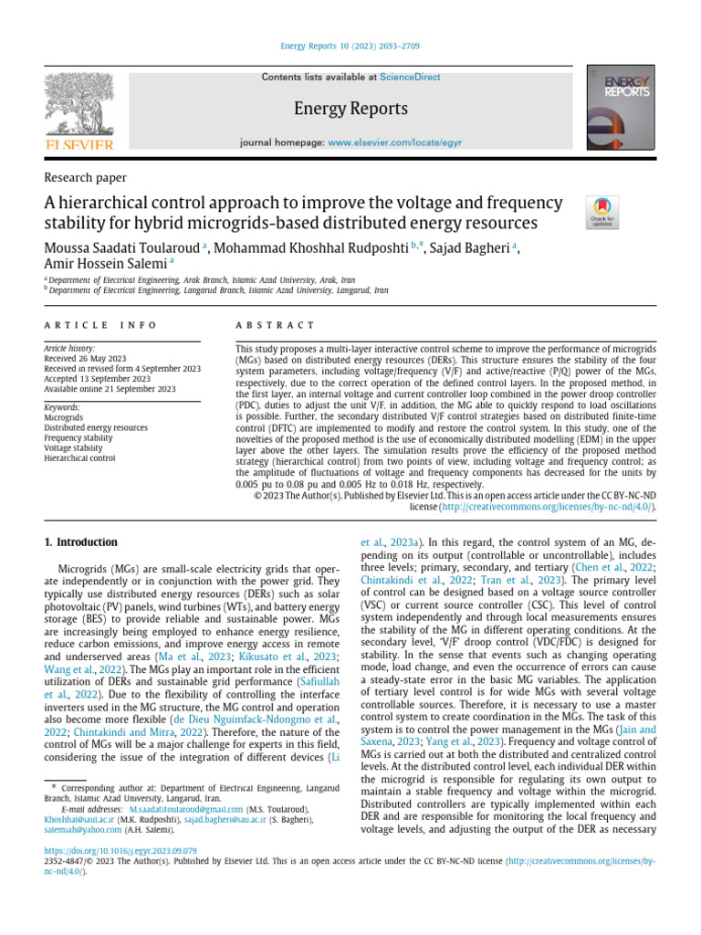 A Hierarchical Control Approach To Improve The Voltage and Frequency Stability For Hybrid ...