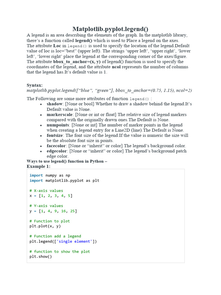 Matplotlib Legend | PDF