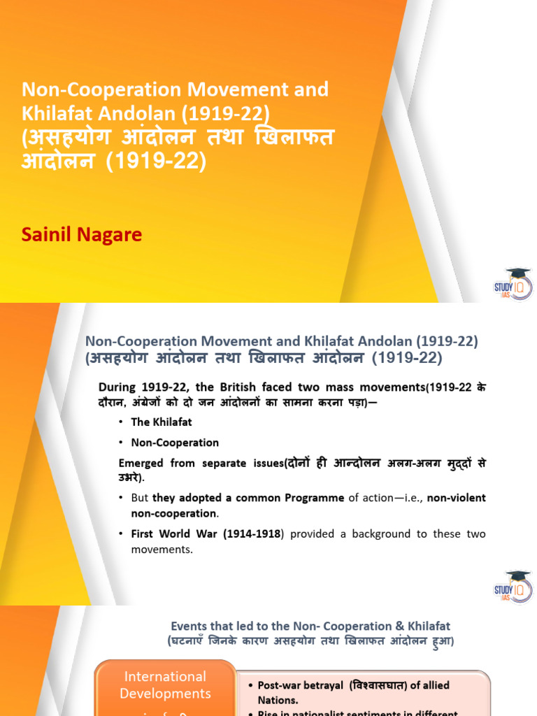 L26 PPT - Non Cooperation Movement and Khilafat Andolan 1919 22 and 1922 1928 Part 1 ...