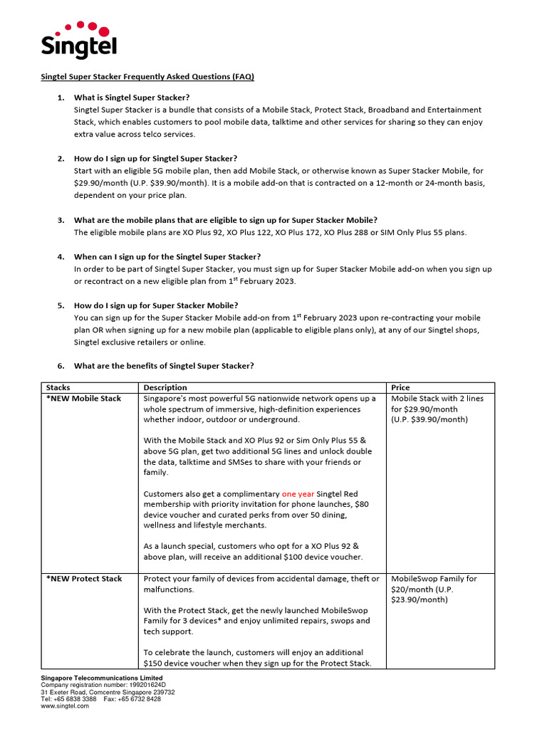 singtel-super-stacker-faq-20230223 | PDF | Computing | Information And Communications Technology