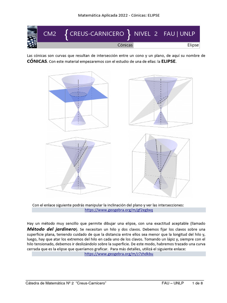 Clase02 Conicas Elipse | PDF | Elipse | Geometría