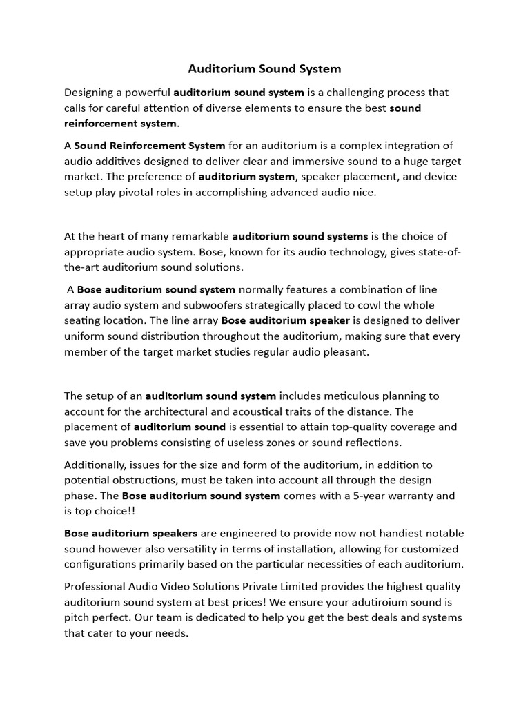 Auditorium sound reinforcement system | PDF